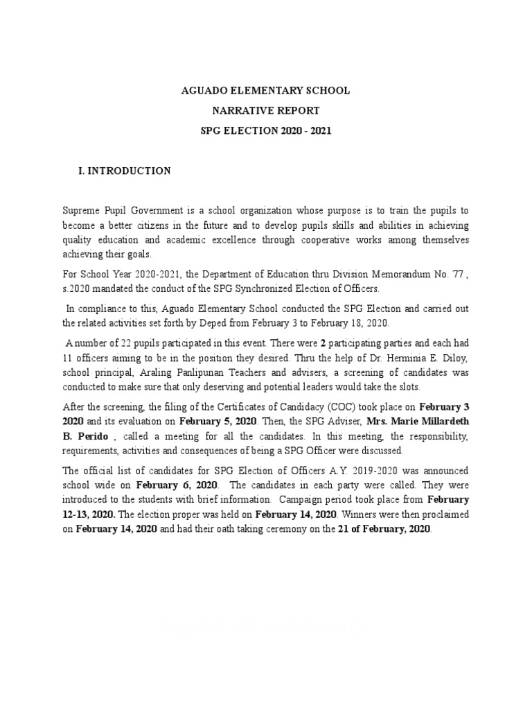 SPG Narrative 2020 2021 | PDF