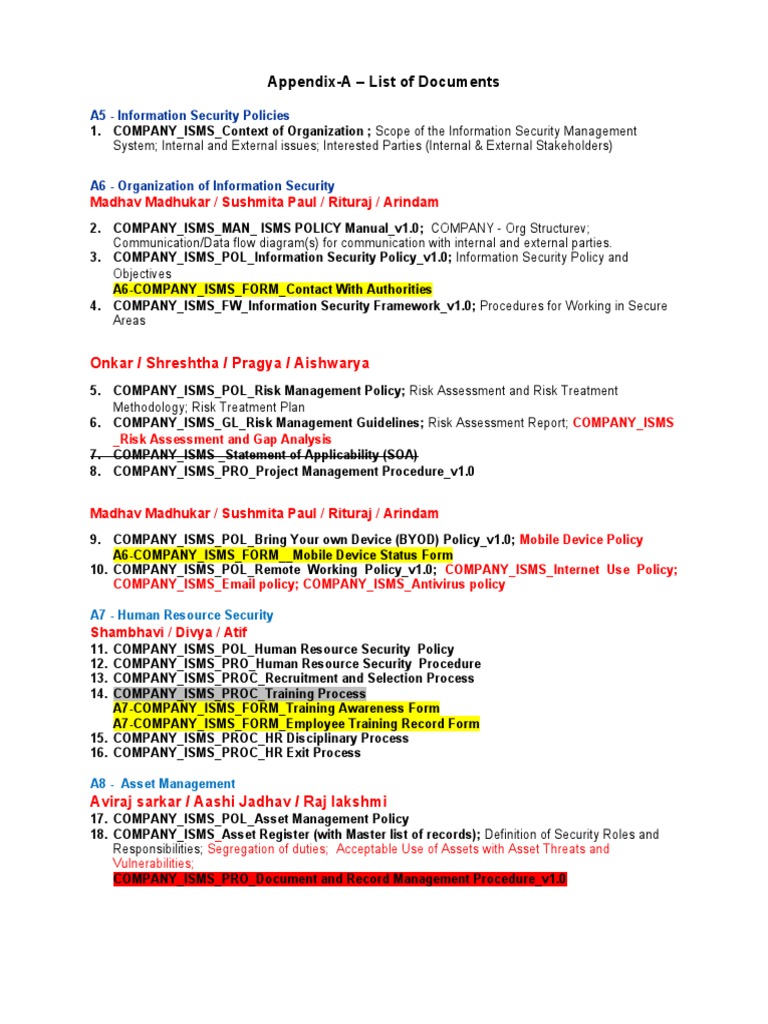 Isms Policy List | PDF | Information Security | Risk