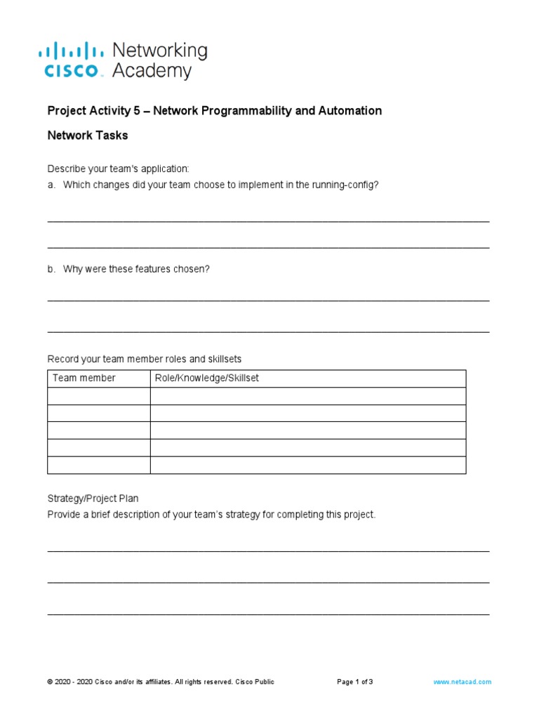Project Activity 5 - Network Programmability and Automation Network Tasks | PDF | Cognition ...