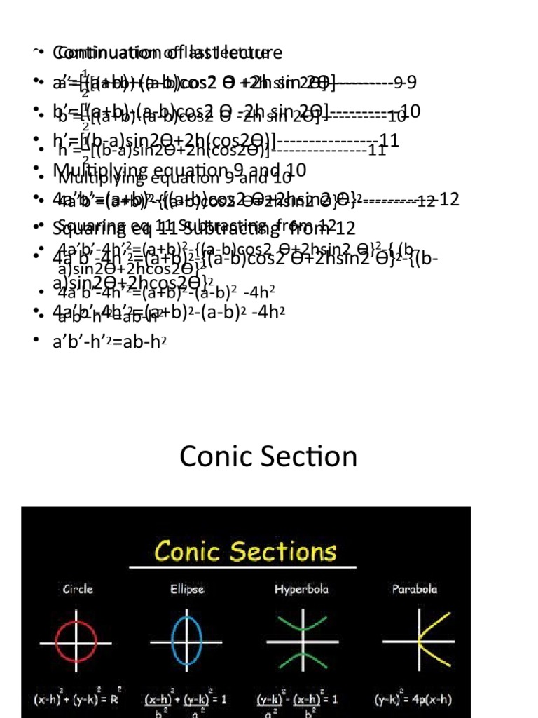 Lecture 18 General Equation of 2nd Degree | PDF | Ellipse | Elementary ...