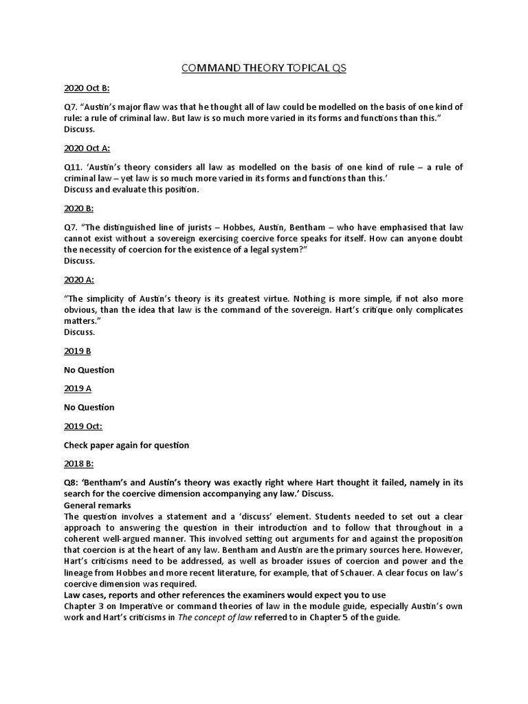 Law's Coercive Power: Austin vs. Hart | PDF | Jurisprudence | Justice