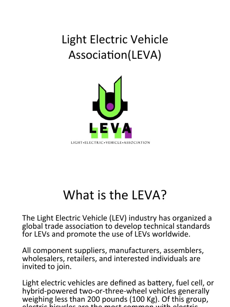 Light Electric Vehicle Association (LEVA) | PDF | Motorcycle | Car