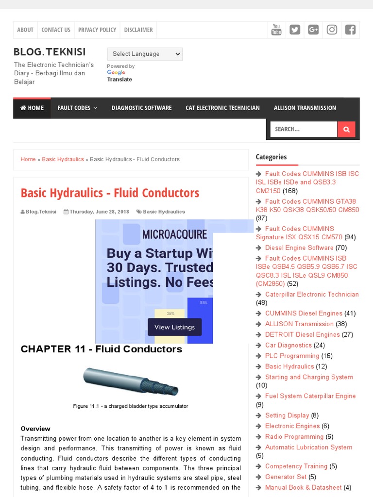 Basic Hydraulics - Fluid Conductors | PDF | Pipe (Fluid Conveyance ...