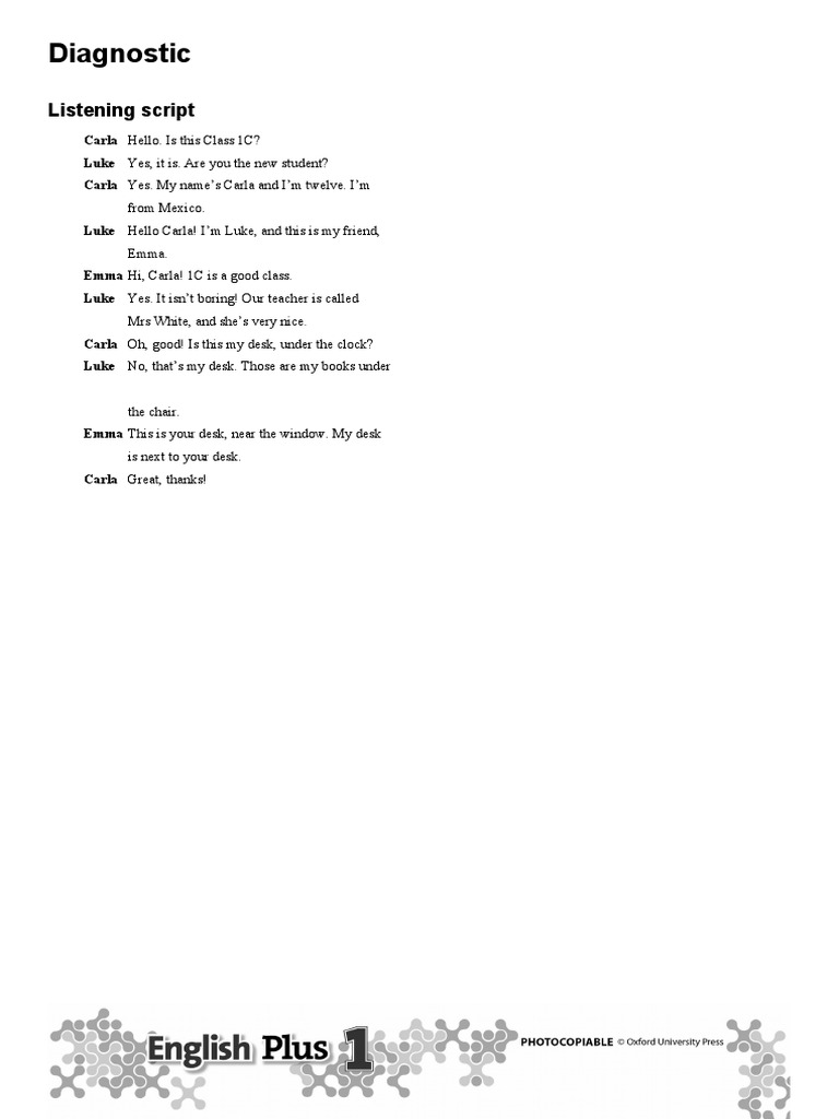 Diagnostic Listening Script | PDF | Language Arts & Discipline