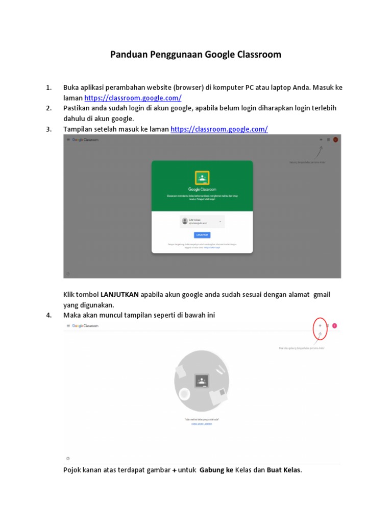Panduan Penggunaan Google Classroom | PDF