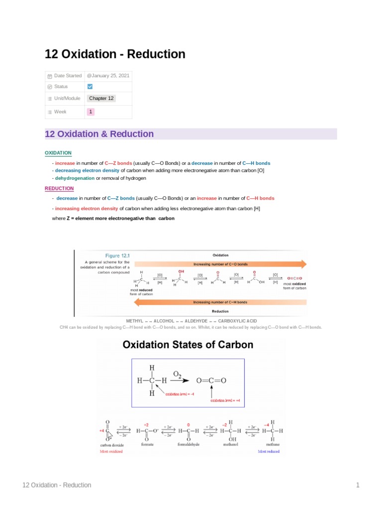 Organic Chemistry - Chapter 12 Oxidation - Reduction | PDF | Alkene | Redox