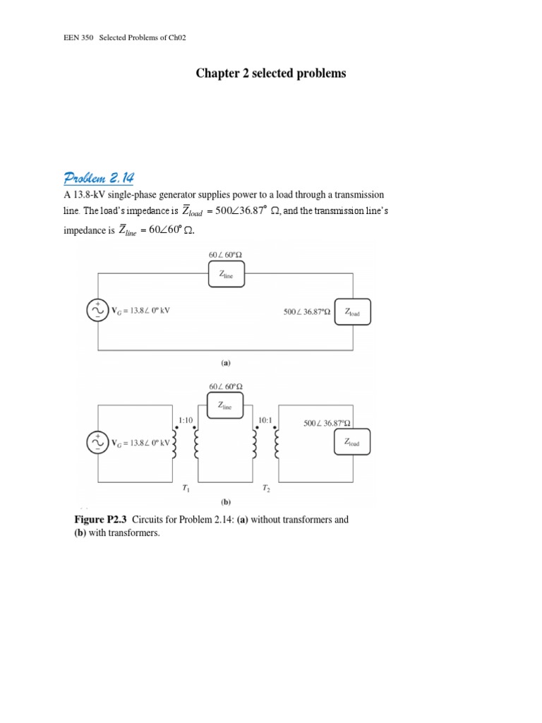 EEN 350 Chapter 2 Selected Problems | PDF | Transformer | Electric ...