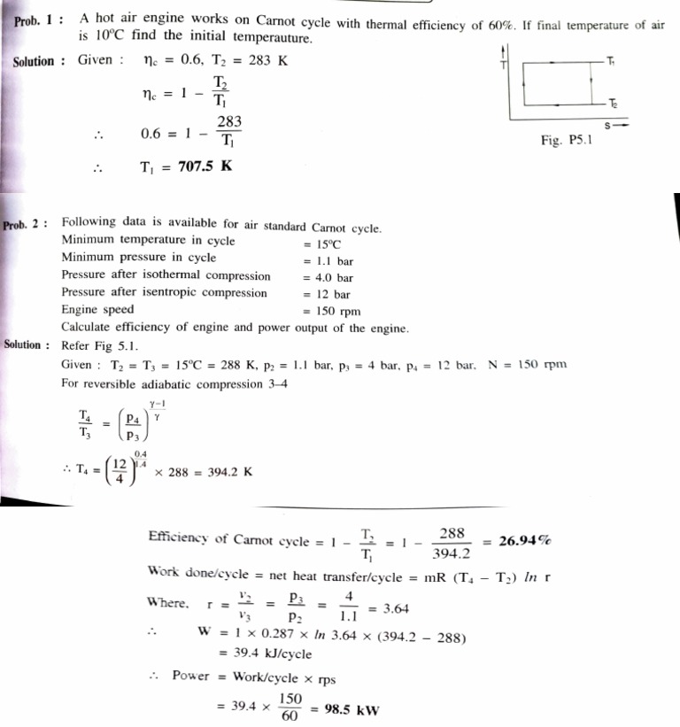 Carnot Cycle Examples | PDF | Systems Theory | Atmospheric Thermodynamics