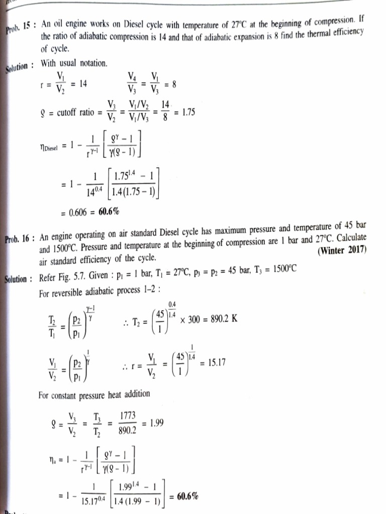 Thermodynamic Analysis of a Diesel Engine Operating on the Diesel Cycle ...