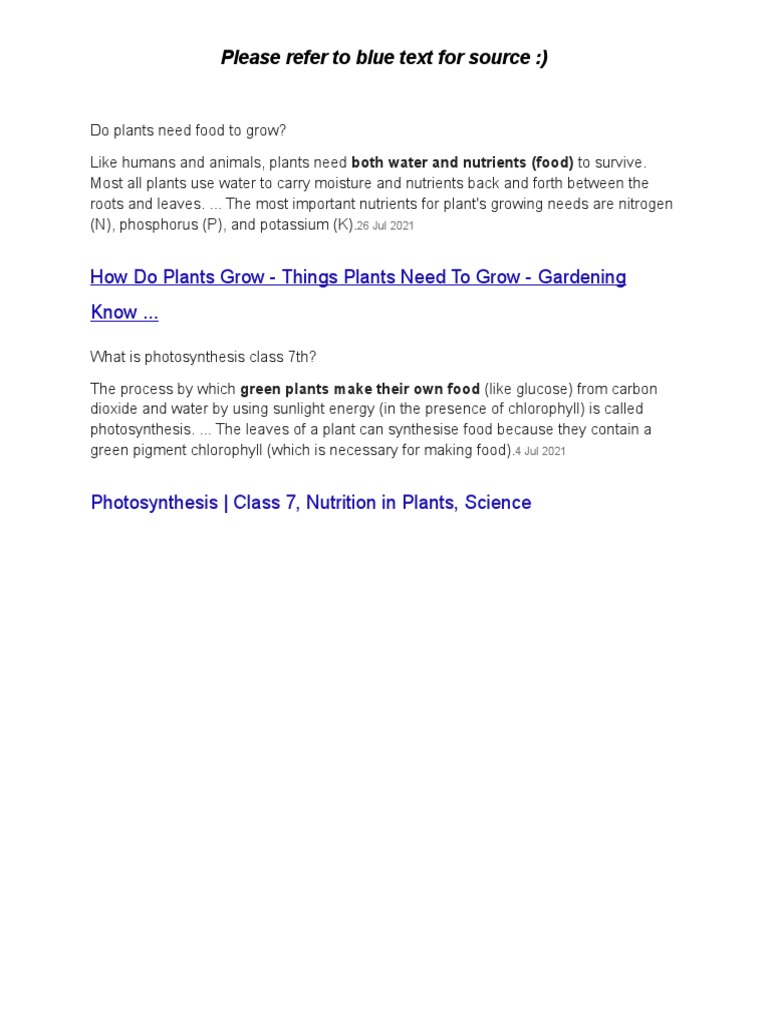 Do Plants Need Food To Grow | PDF | Home & Garden
