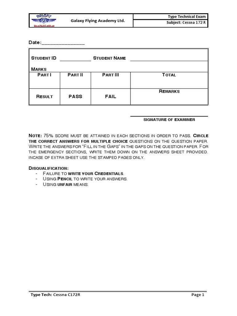 Type Tech: Cessna C172R Technical Exam | PDF | Flap (Aeronautics) | Horsepower