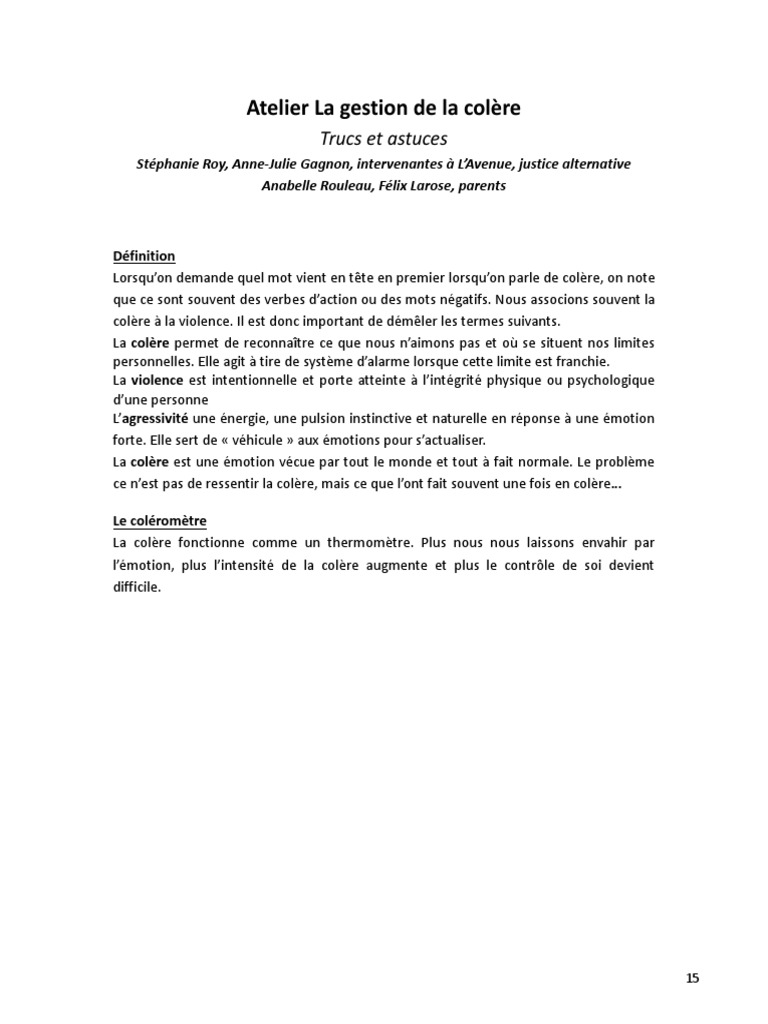 4 Trucs Et Astuces La Gestion de La Colere | PDF | Colère | Psychologie