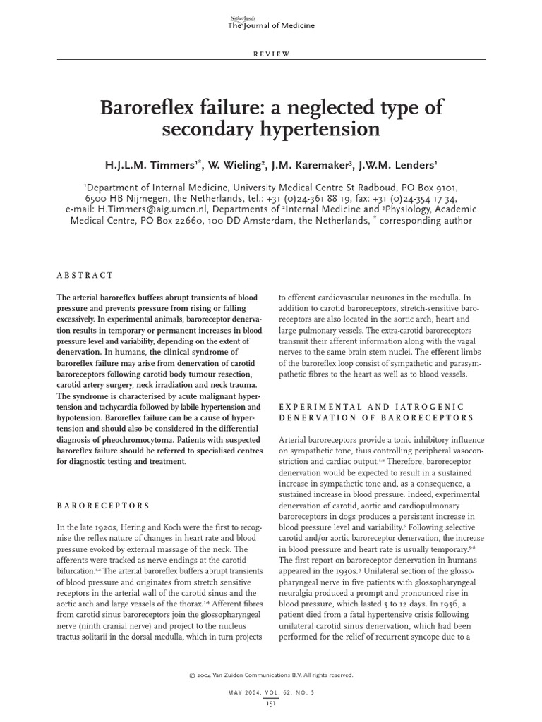 Baroreflex Failure: A Neglected Type of Secondary Hypertension ...