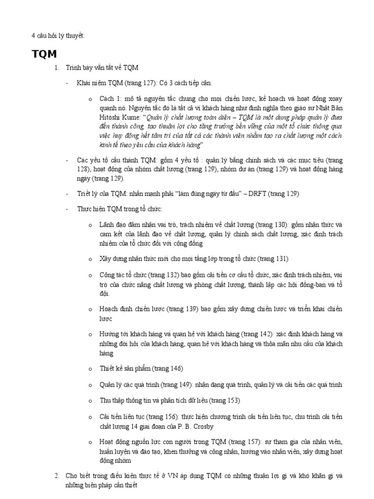 câu hỏi lý thuyết thi môn QTCL | PDF