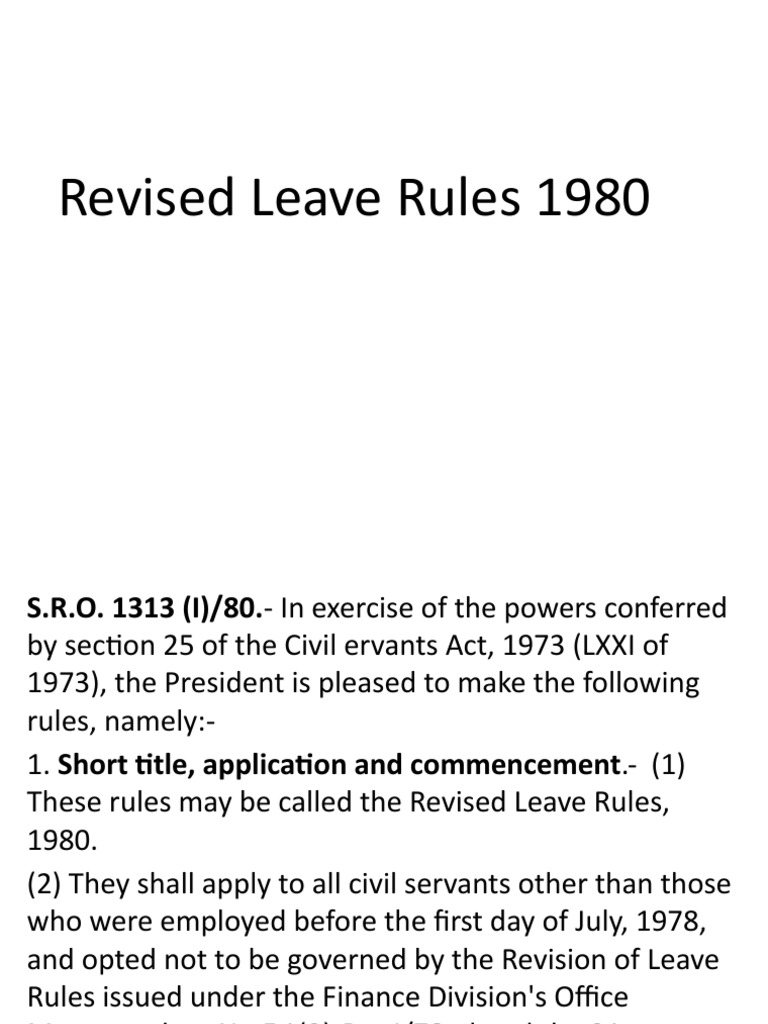 Revised Leave Rules, 1980 | PDF | Retirement | Pension