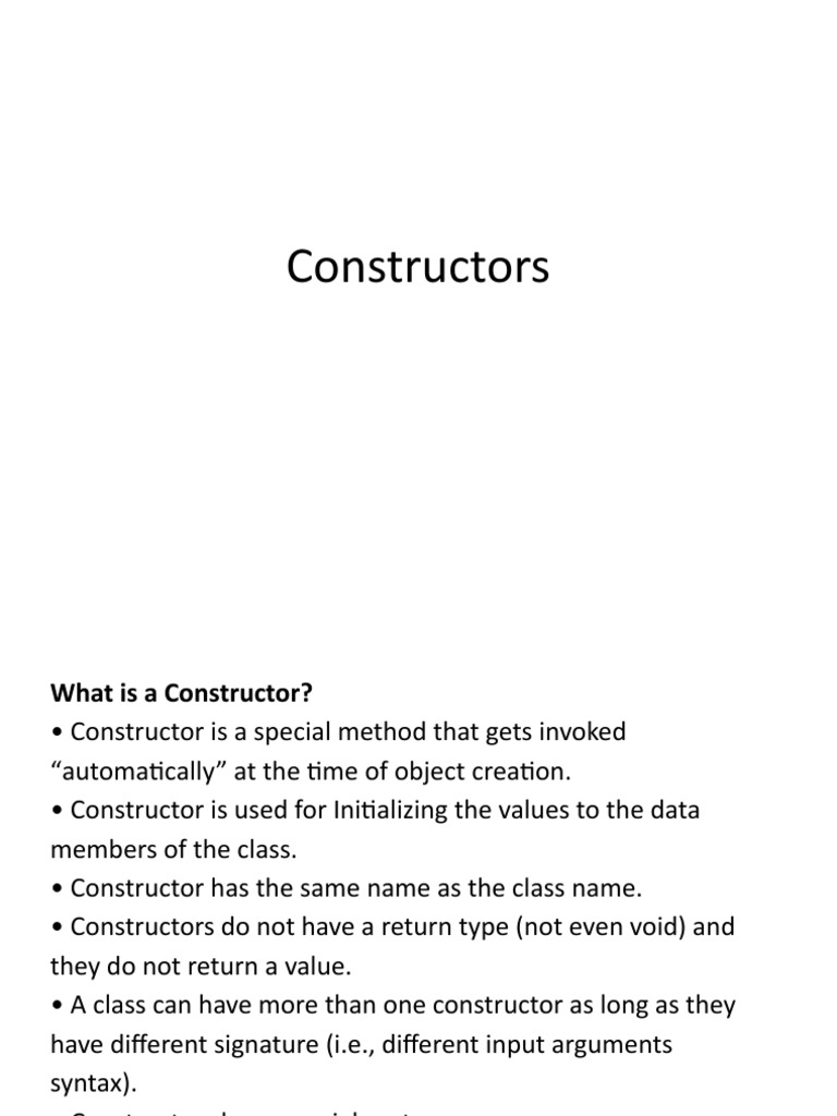 Constructors Pdf Programming Constructor Object Oriented Programming