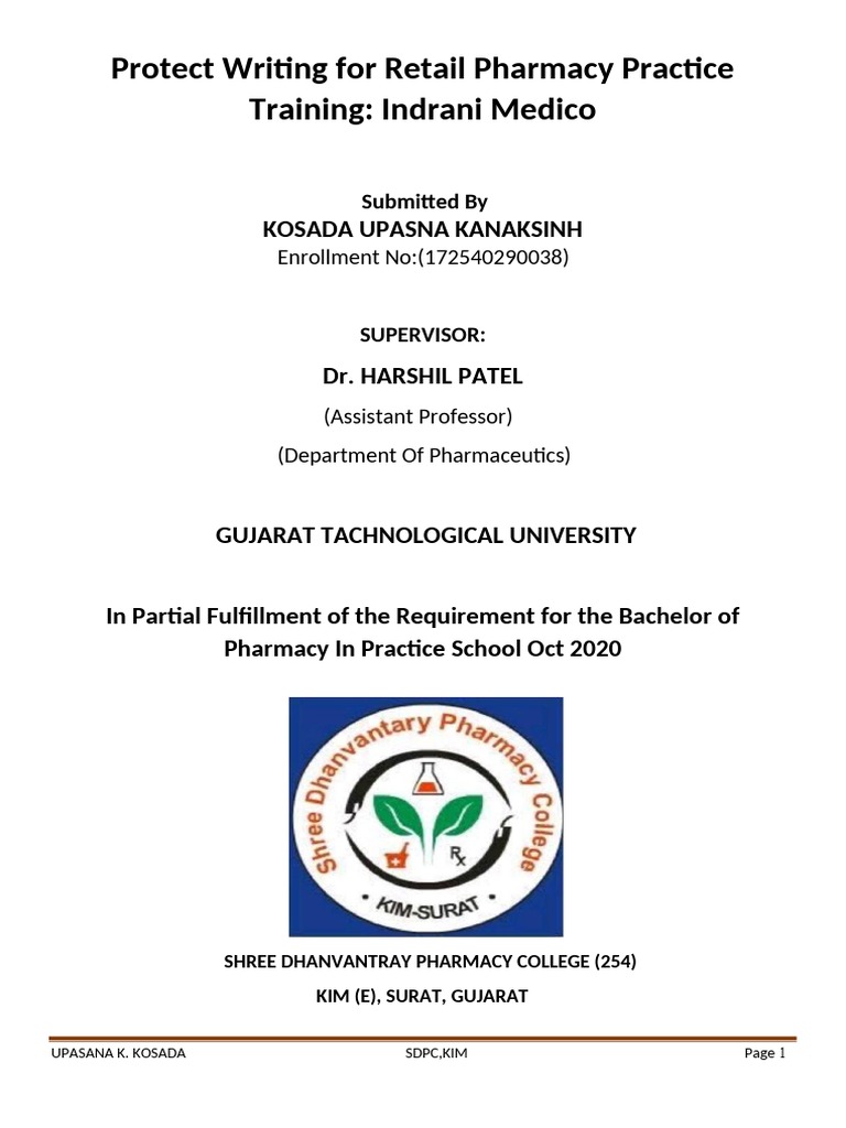 A Sample Report of Pharmacy Training | PDF | Medical Prescription ...