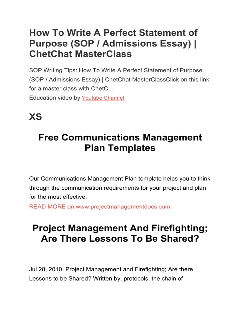 How To Write A Perfect Statement of Purpose | PDF | Project Management ...