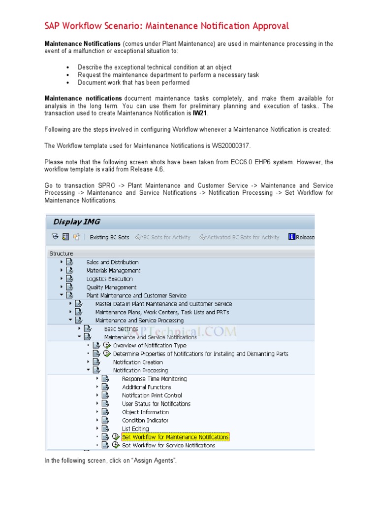 SAP Maintenance Notification Workflow | PDF | Finance & Money ...
