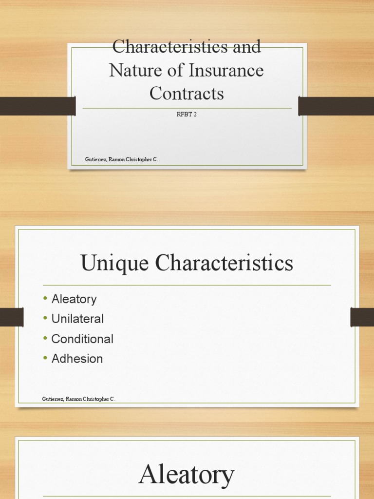 Key Characteristics of Insurance Contracts | PDF | Insurance ...