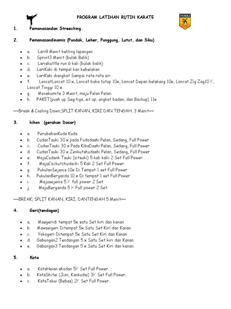 Dokumen - Tips - Program Latihan Rutin Karate | PDF