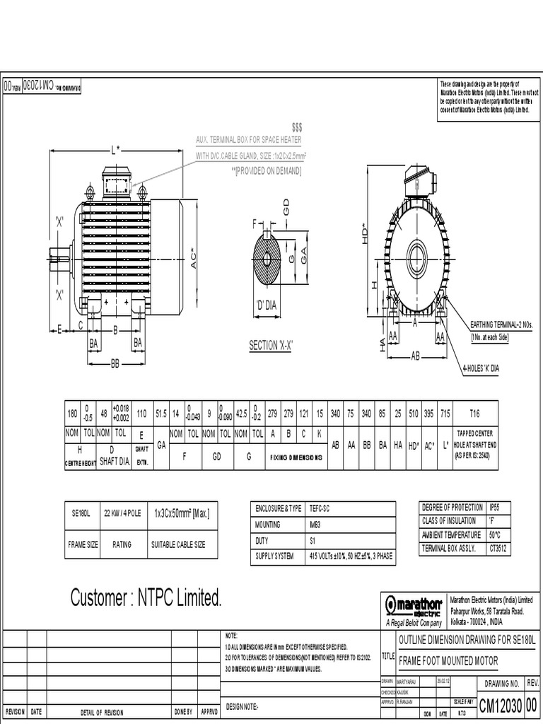 Customer: NTPC Limited.: Aux. Terminal Box For Space Heater WITH D/C ...