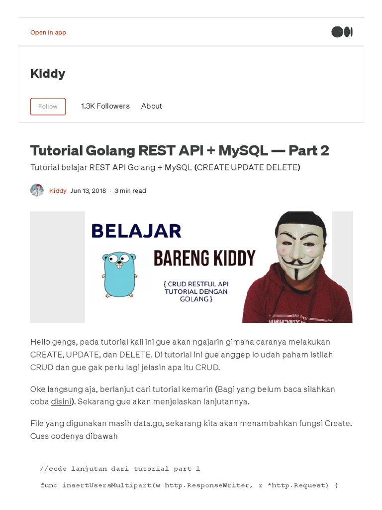 Tutorial Golang REST API + MySQL - Part 2 - by Kiddy - Medium | PDF Tutorial Golang REST API + MySQL - Part 2 - by Kiddy - Medium | PDF