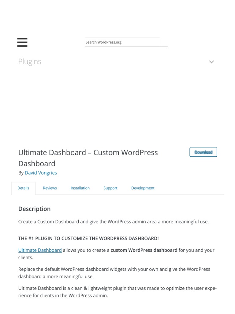 Ultimate Dashboard - Custom WordPress Dashboard - WordPress Plugin ...