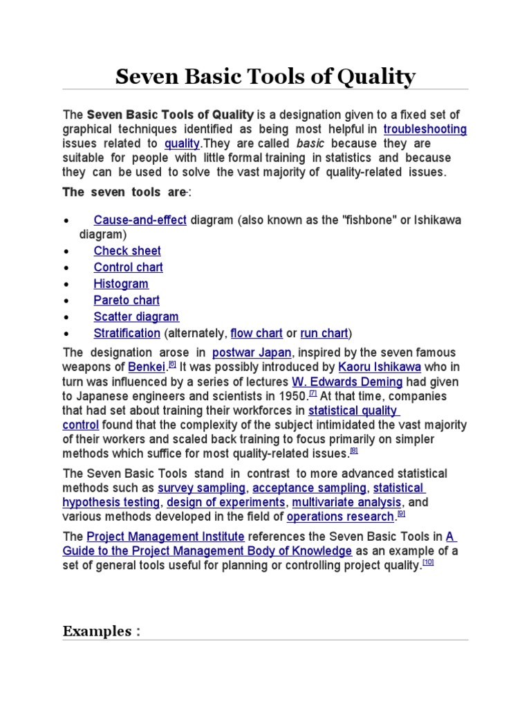 Seven Basic Tools of Quality | PDF