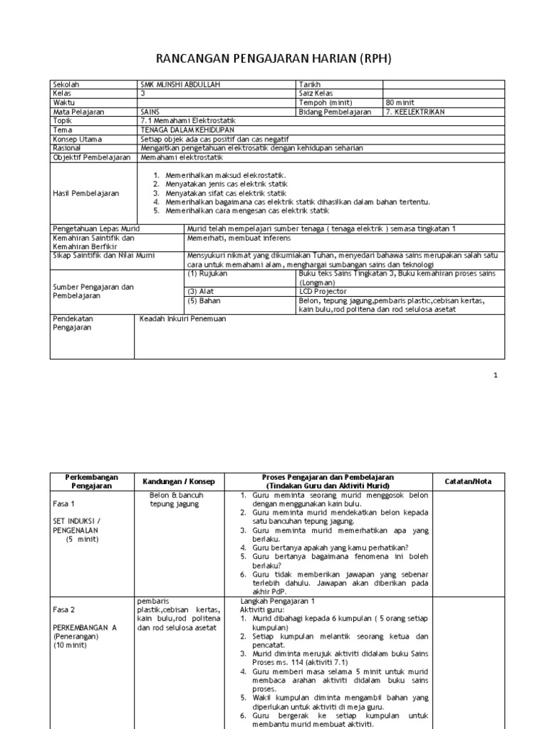 Lesson Plan Sains F3 | PDF