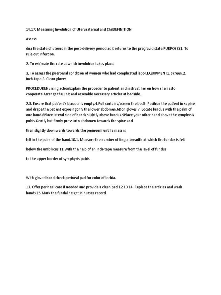 Involution of Uterus | PDF