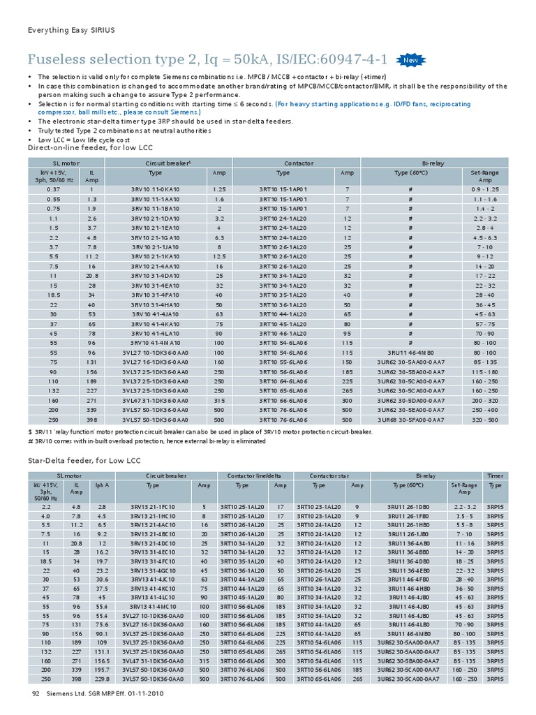Selection of Motor Protection Devices for Direct On-Line and Star-Delta ...