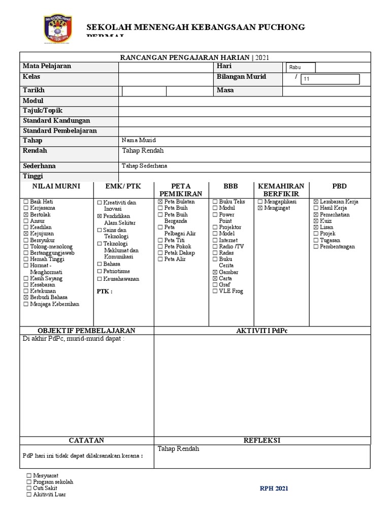 Format RPH PPKI 2021 Kosong | PDF