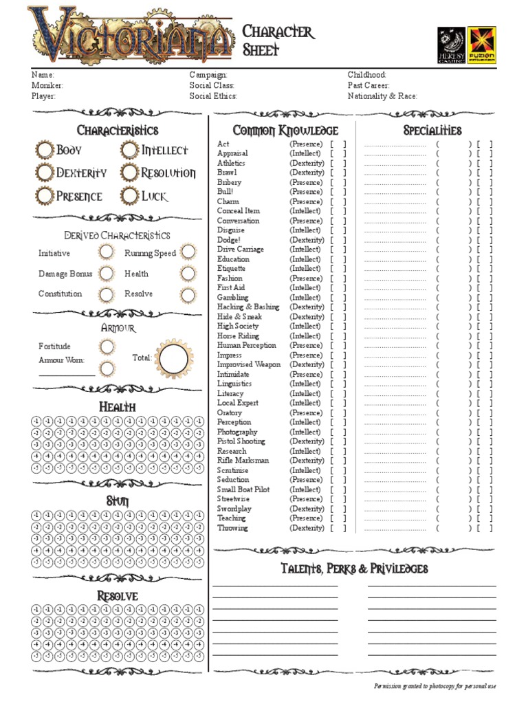 A Detailed Character Sheet for a Role-Playing Adventurer | PDF