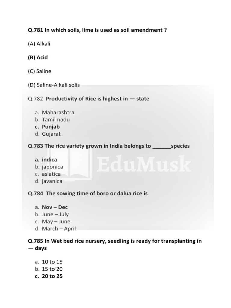 Economics Agriculture MCQ | PDF | Agriculture | Soil