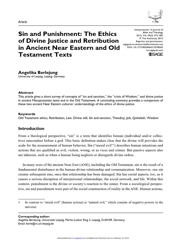 The Ethics of Divine Justice and Retribution in Ancient Near Eastern ...