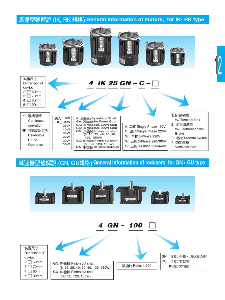 4 Ik 25 GN - C - : General Information of Motors, For IK - RK Type ...
