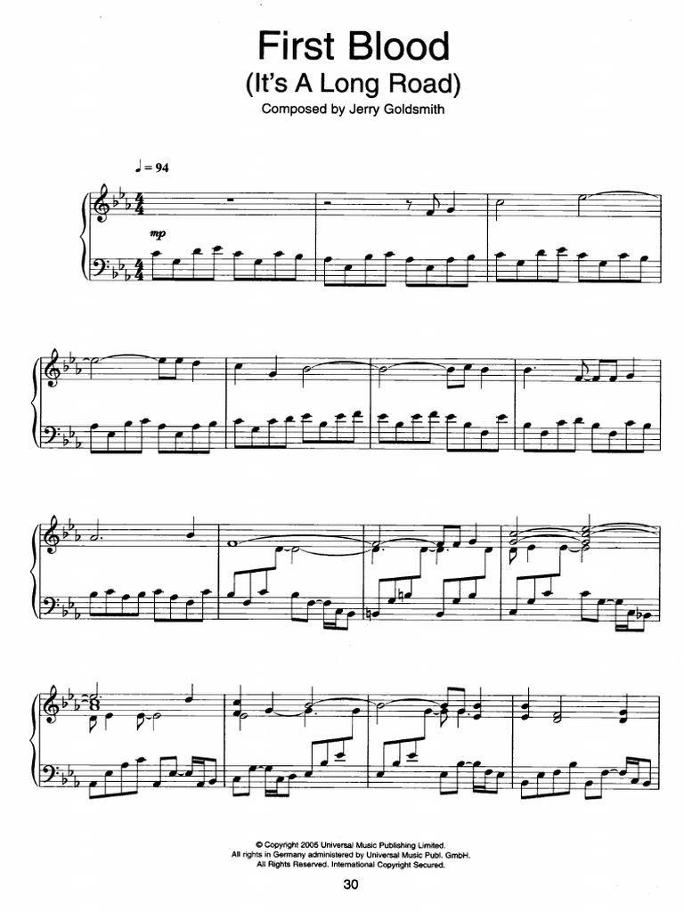 Jerry Goldsmith - First Blood (It's A Long Road) | PDF