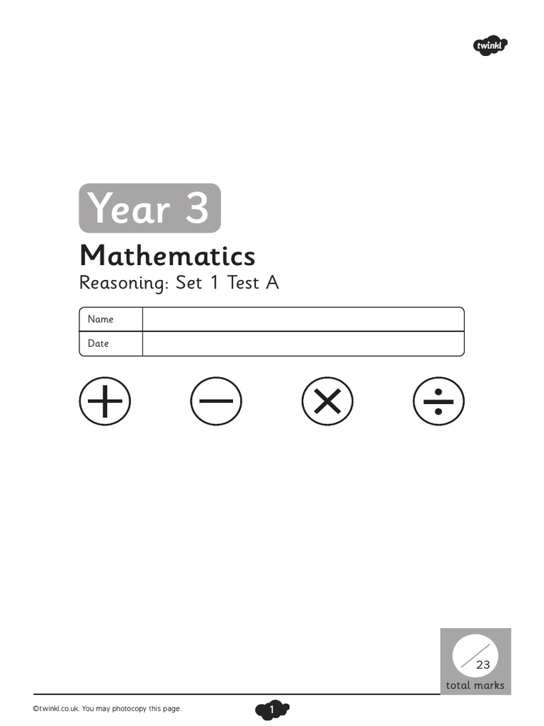 Y3 Reasoning Pack 1 Test 1a | PDF | Mathematics