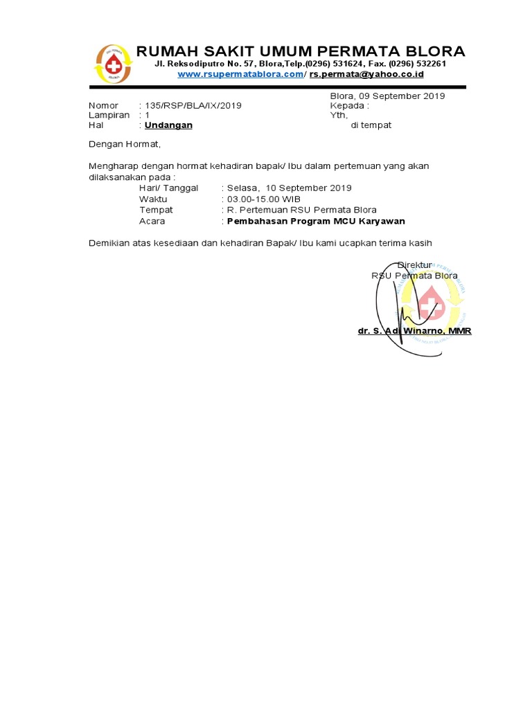 Undangan Rapat Program MCU | PDF