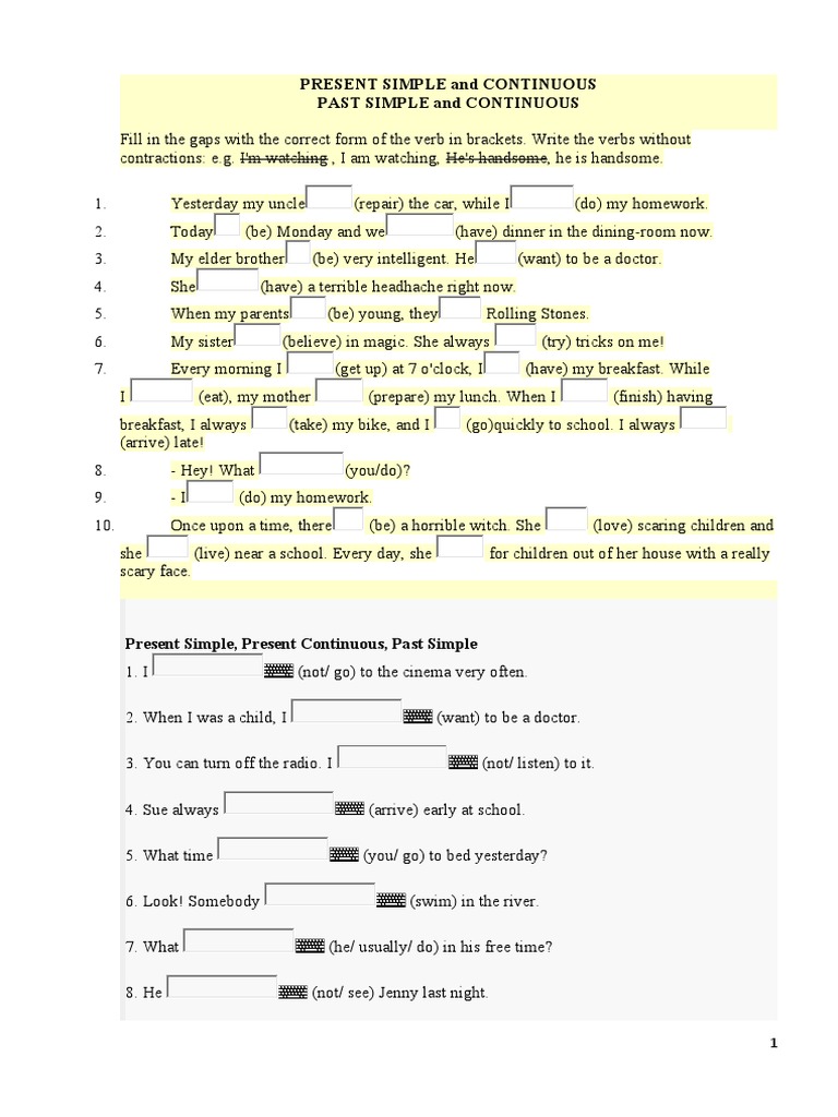 PRESENT SIMPLE and CONTINUOUS Exer | PDF