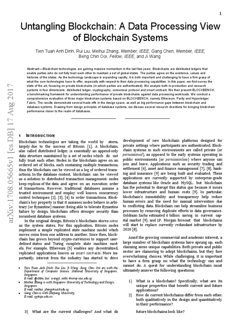 Untangling Blockchain: A Data Processing View of Blockchain Systems | PDF | Cryptocurrency | Bitcoin