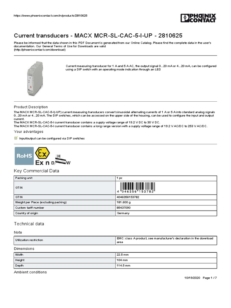Phoenix Contact CT Converter | PDF | Alternating Current | Computer Engineering