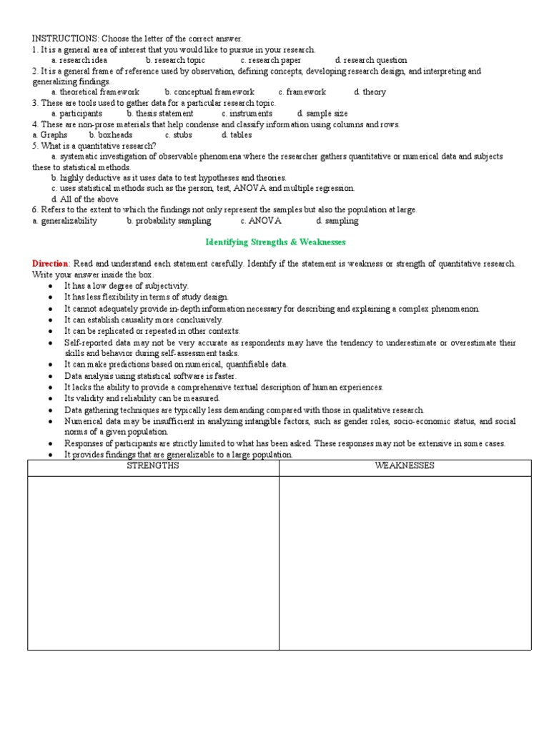 PR2 Diagnostic Test | PDF | Quantitative Research | Statistics