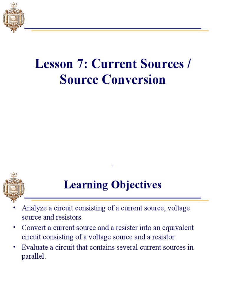 Ee301 Lesson 07 Current Sources And Source Conversions Pdf