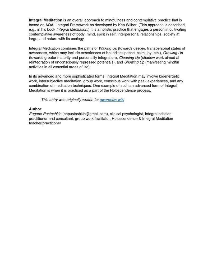 Integral Meditation | PDF