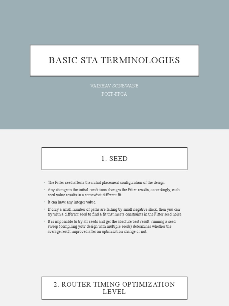Essential STA Terminologies Explained | PDF | Program Optimization ...
