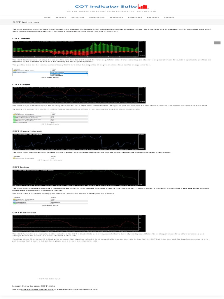 COT Indicators - COT Indicator Suite For MetaTrader - MT4 - MT5 | PDF ...