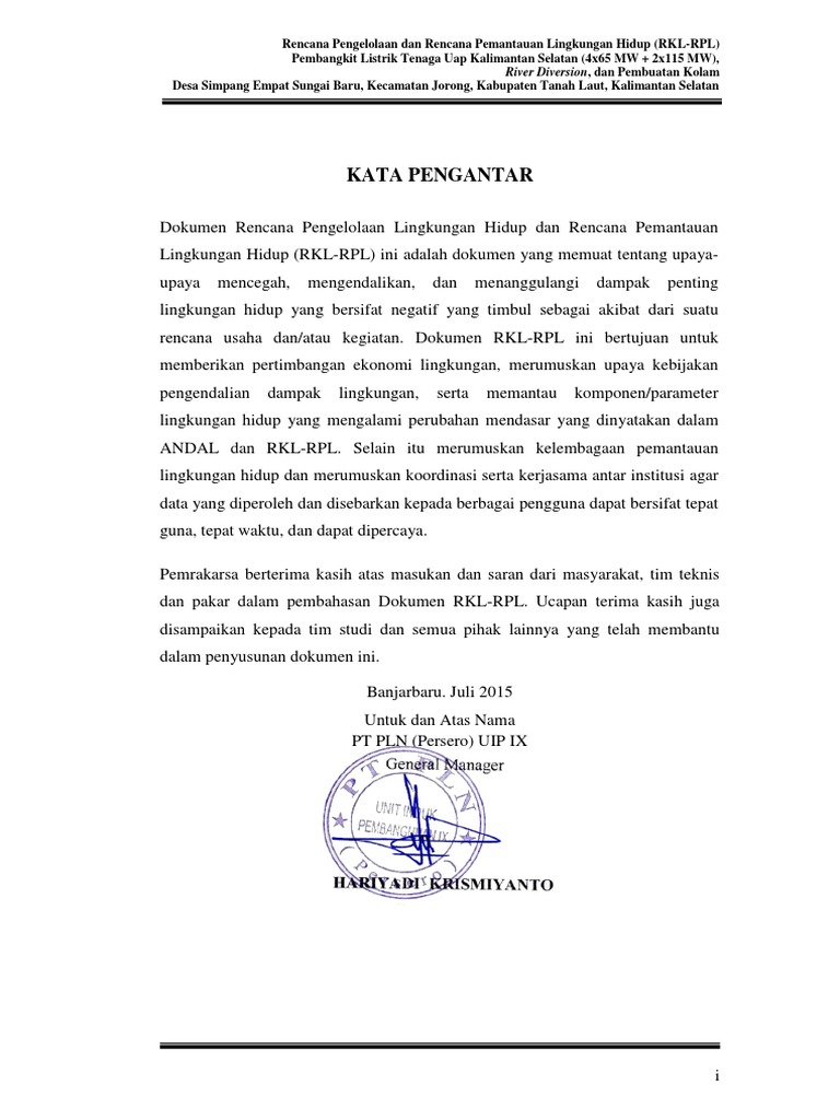RKL-RPL PLTU Kalimantan Selatan | PDF