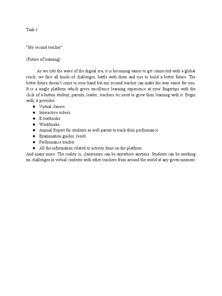 My Second Teacher: Virtual Learning Platform | PDF | Teachers | Textbook